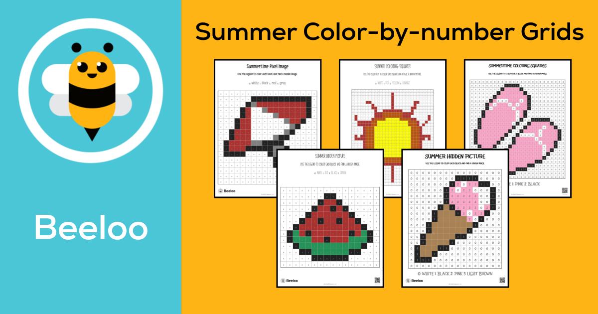 Summer-themed Color-by-number Grids • Beeloo Printable Crafts and ...